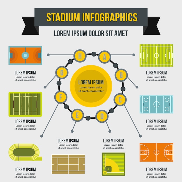 Comprehensive Stadium Infographic with Detailed Elements | Jiffy Designs