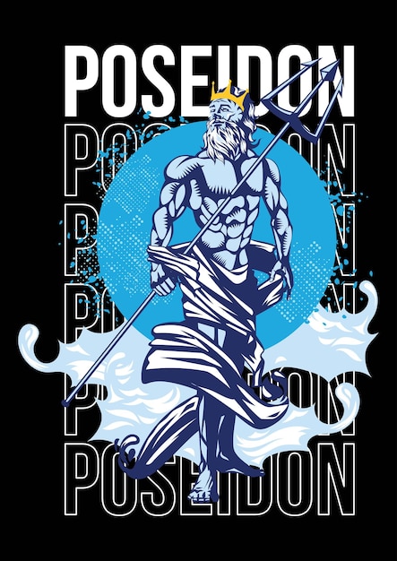 Mighty Poseidon, God of the Seas, Wielding His Trident | Jiffy Designs