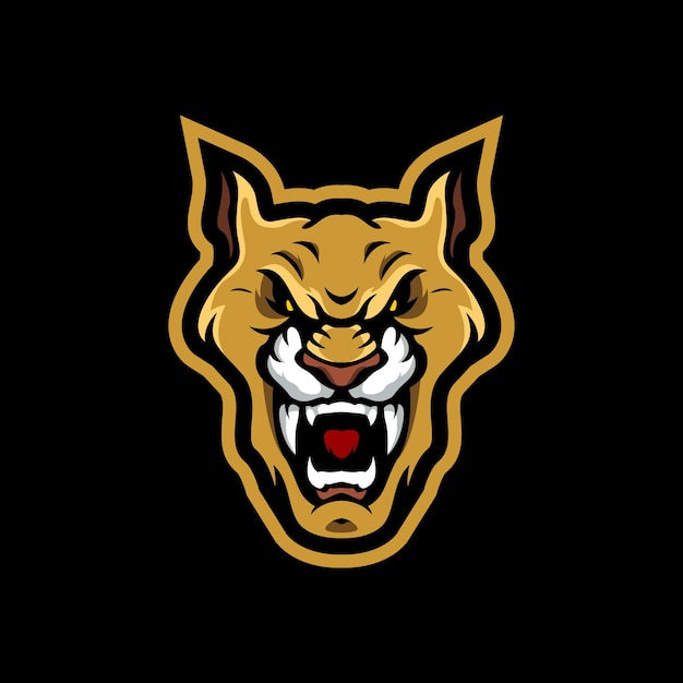 Fierce Golden Wildcat Emblem Roars with Power | Jiffy Designs
