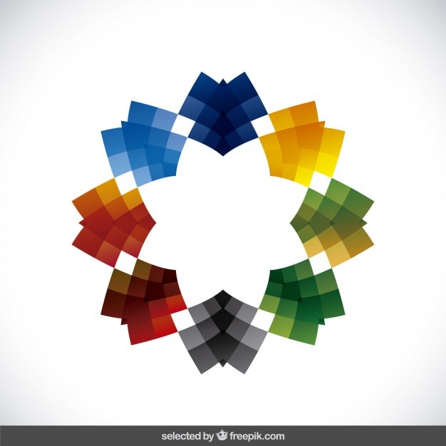 Vibrant Geometric Color Wheel Pattern in Shades of Blue, Yellow, and ...