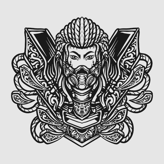 Intricate Tribal Warrior Emblem with Ornate Detailing | Jiffy Designs