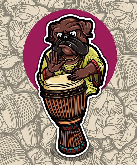 Vibrant Pug Drummer Jamming to Rhythmic Beats | Jiffy Designs