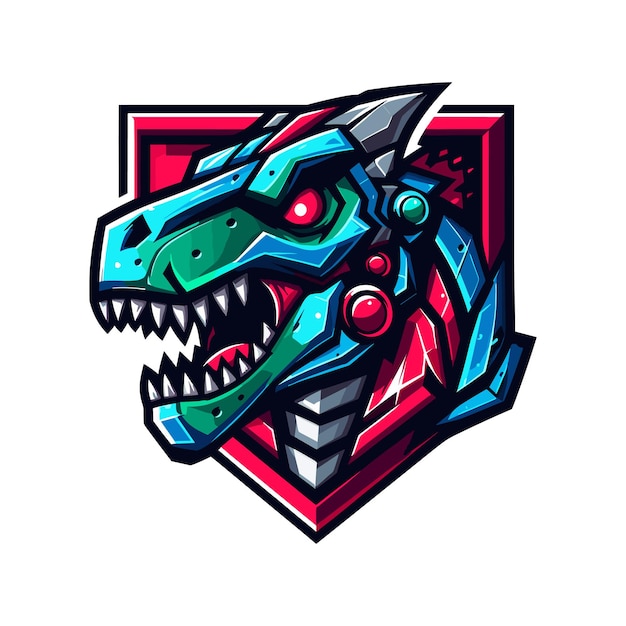 Ferocious Robotic Dragon Emblem in Bold Geometric Design | Jiffy Designs
