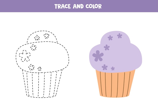 Adorable Floral Cupcake: Trace and Color | Jiffy Designs