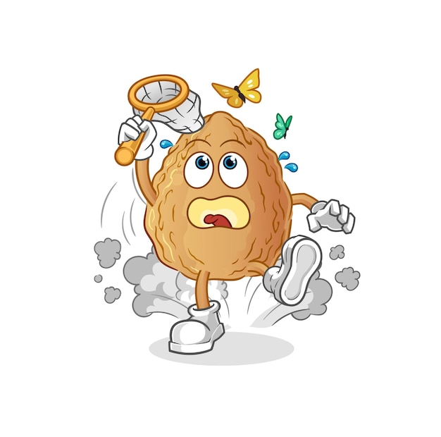 Charming Potato Character with Magnifying Glass and Butterfly | Jiffy ...