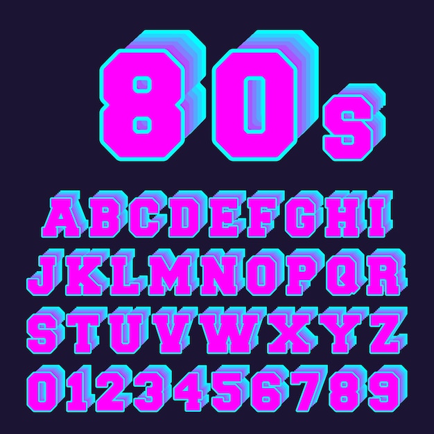 Retro 80s Neon Typography with Bold Numbers | Jiffy Designs