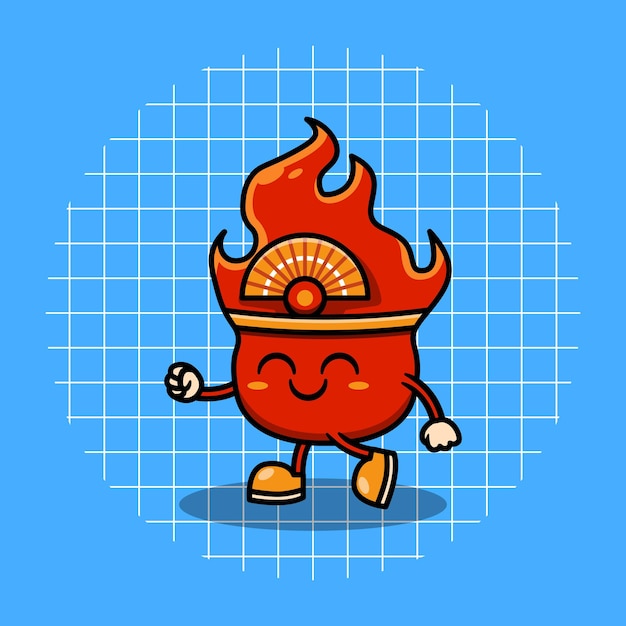 Vibrant Fiery Cartoon Character on Grid Background | Jiffy Designs