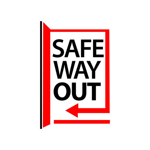 Safe Way Out Sign. Vector Illustration On White Background. | Jiffy Designs