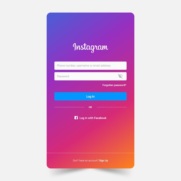 Vibrant Instagram Login Screen with Gradient Background | Jiffy Designs