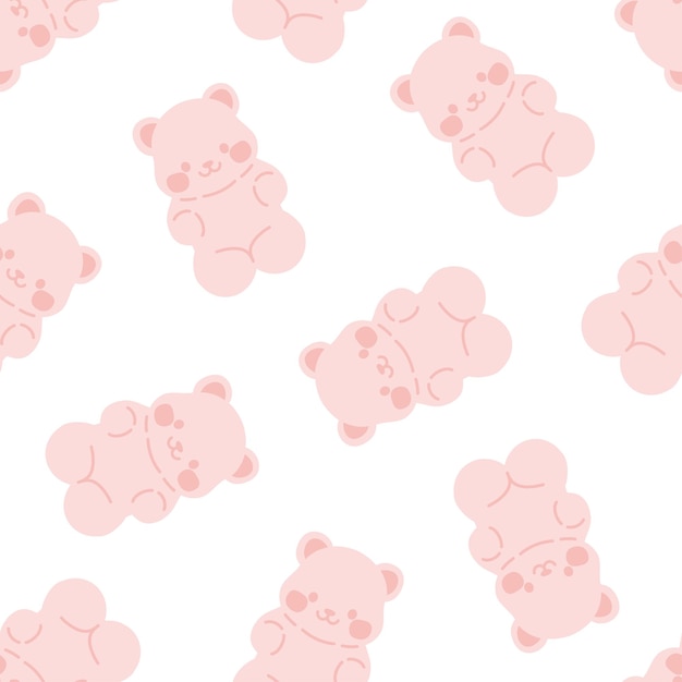 Adorable Pastel Pink Teddy Bear Pattern on White Background | Jiffy Designs