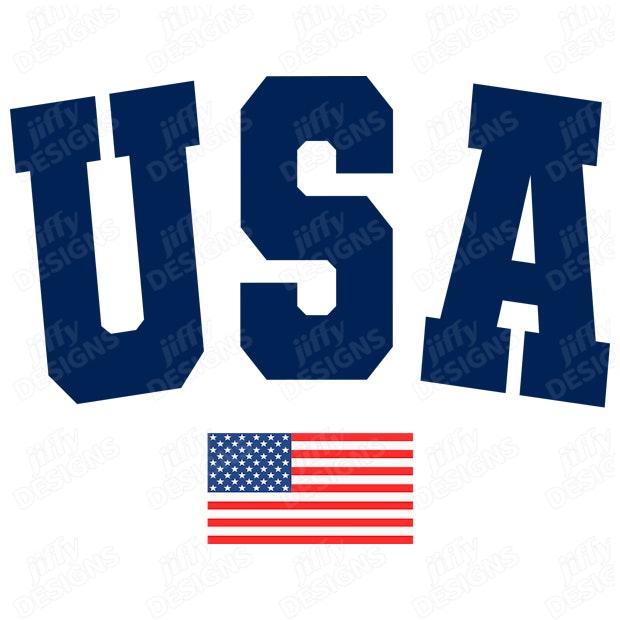 'USA' Bold Navy Letters with American Flag Emblem | Jiffy Designs