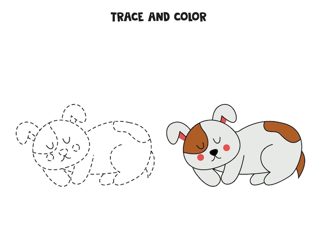 Adorable Puppy Illustration with Tracing Lines | Jiffy Designs