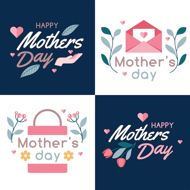 Vibrant Mother's Day Emblem Collection with Floral Accents | Jiffy Designs