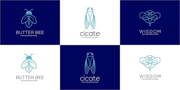 Elegant Insect Emblems: Butter Bee, Cicada, and Wisdom Symbols | Jiffy ...