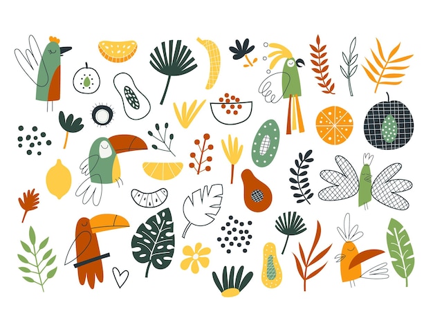 Vibrant Botanical Doodles and Shapes Assortment | Jiffy Designs