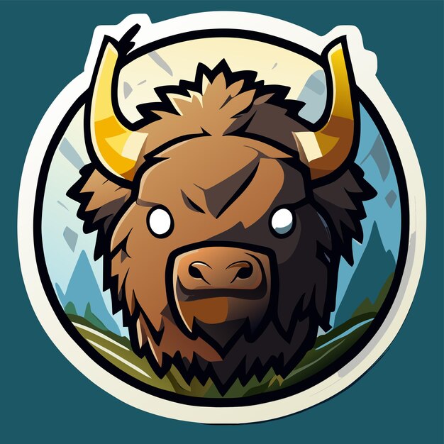 Majestic Bison Icon: Rugged Charm in a Circular Design | Jiffy Designs