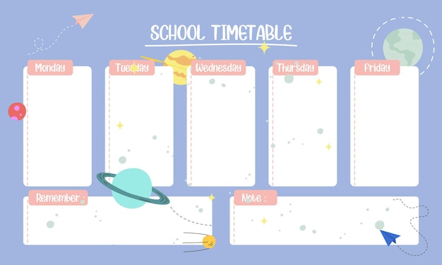 Vibrant School Timetable with Playful Illustrations | Jiffy Designs