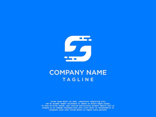 Minimalist Blue Monogram Logo with Company Name and Tagline | Jiffy Designs