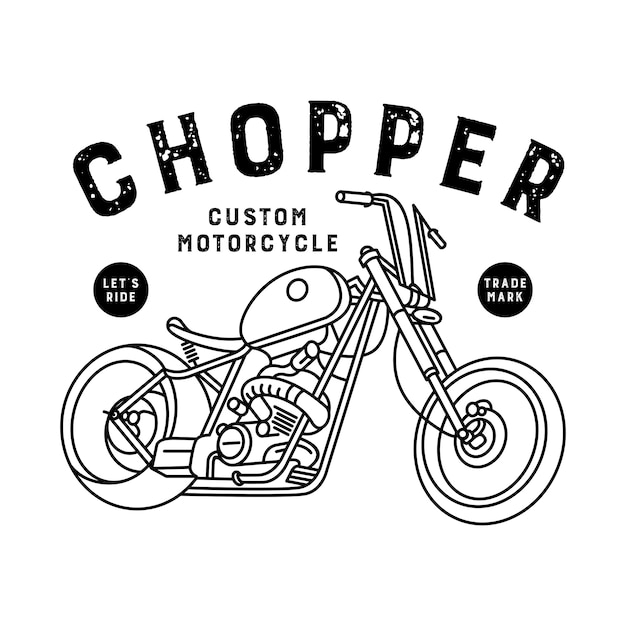 Rugged Chopper Motorcycle with Vintage Garage Branding | Jiffy Designs
