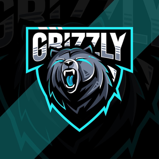 Fierce Grizzly Esports Logo with Vibrant Neon Accents | Jiffy Designs