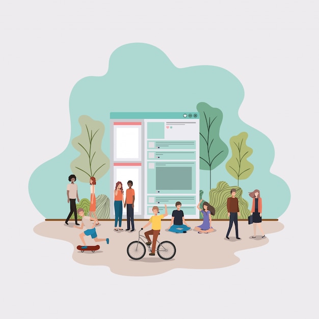 Vibrant Community Scene with Modern Apartment Building Illustration ...