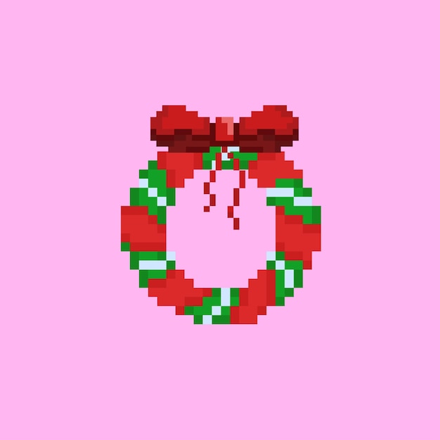 Vibrant Pixel Art Christmas Wreath with Festive Bow | Jiffy Designs