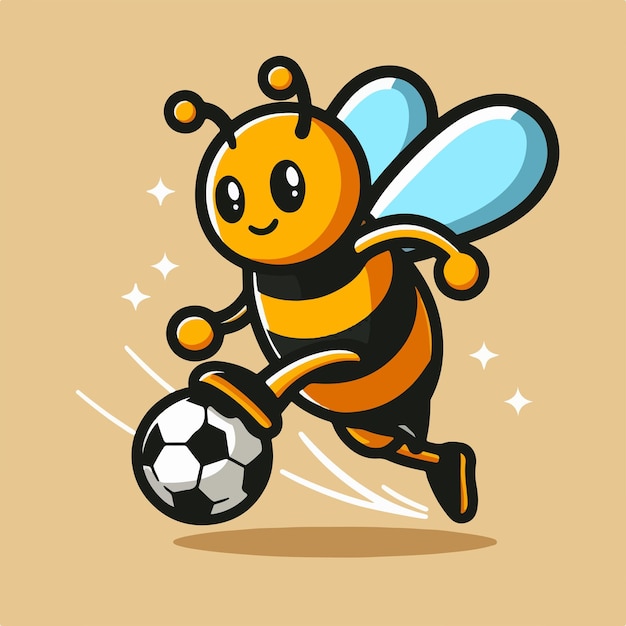 Cheerful Bee Dribbling a Soccer Ball | Jiffy Designs