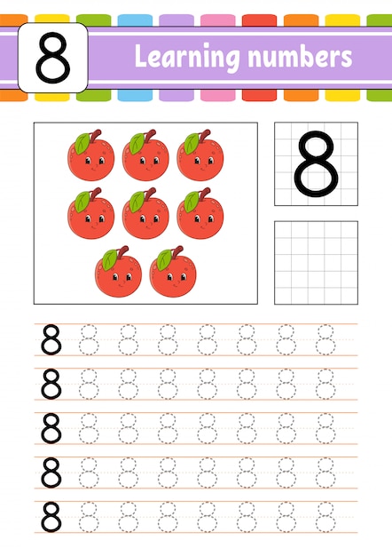 Vibrant Apples Teach the Number 8 | Jiffy Designs