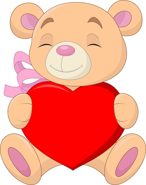 Adorable Teddy Bear Hugging a Big Red Heart | Jiffy Designs