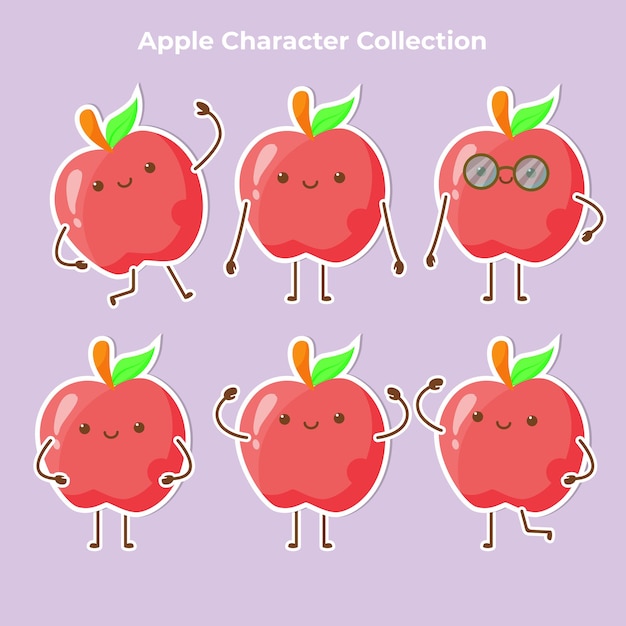 Charming Apple Character Collection with Diverse Expressions | Jiffy ...