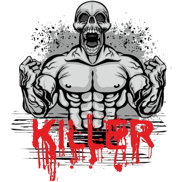 Ferocious Skull-Faced Warrior Unleashing Primal Fury | Jiffy Designs