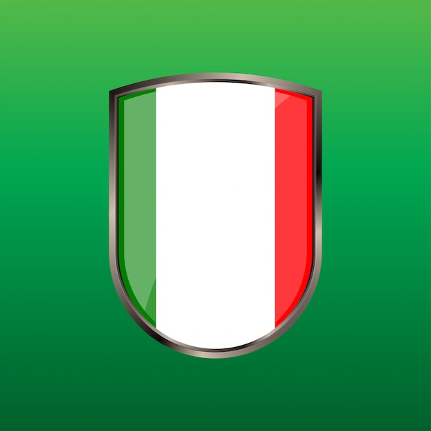 Stylized Italian Flag Shield on Green Background | Jiffy Designs