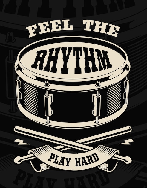 Vintage Drum Emblem with Motivational Slogan and Crossed Drumsticks ...