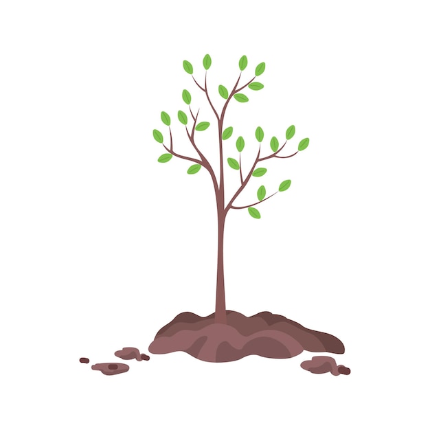 Vibrant Tree Illustration with Sprouting Leaves and Soil Mounds | Jiffy ...