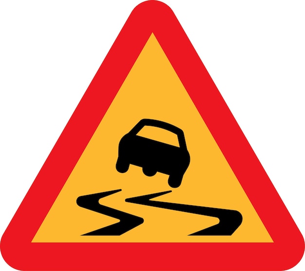 Caution: Slippery Road Ahead - Iconic Traffic Sign | Jiffy Designs