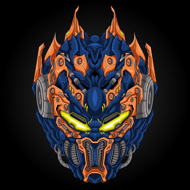 Fierce Robotic Dragon Mask Bursting with Fiery Energy | Jiffy Designs