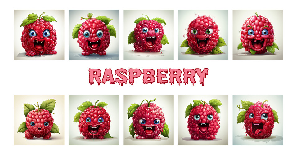 Cartoon Vector Set Of Funny Raspberries | Jiffy Designs