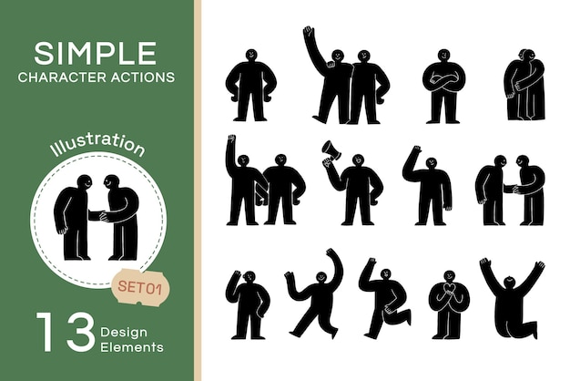Expressive Silhouettes: Diverse Human Poses and Gestures | Jiffy Designs