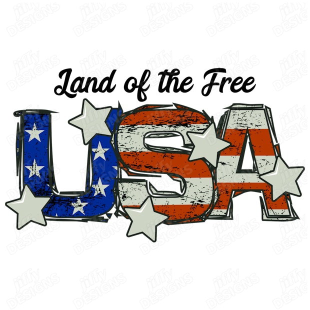 'Land of the Free' Patriotic USA Letters with Stars and Stripes | Jiffy ...