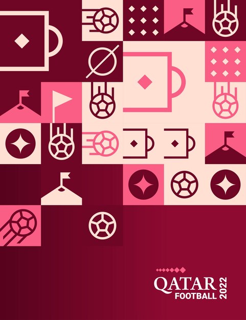 Vibrant Geometric Shapes and Football Iconography in Maroon Palette ...