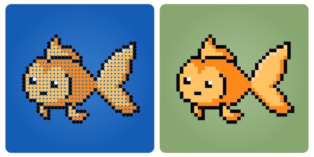 Charming Pixel Art Goldfish Collection for Versatile Design Needs ...