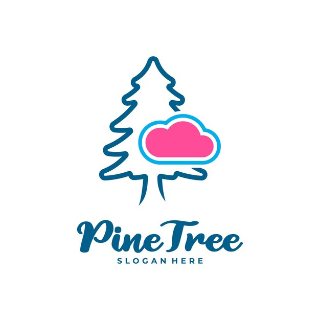 Stylized Pine Tree Logo with Cloud and Slogan | Jiffy Designs