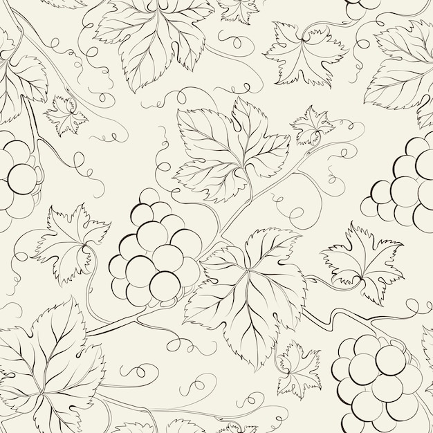 Elegant Vine and Grape Leaf Botanical Pattern | Jiffy Designs
