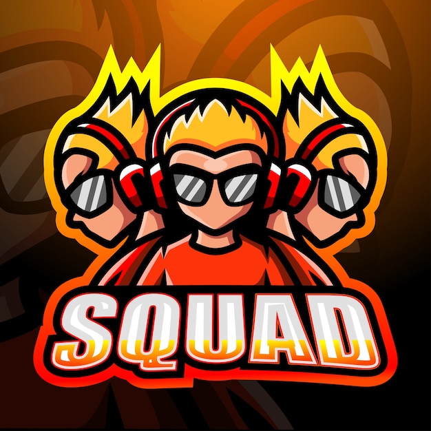 Vibrant Trio of Cartoon Characters in 'Squad' Emblem | Jiffy Designs