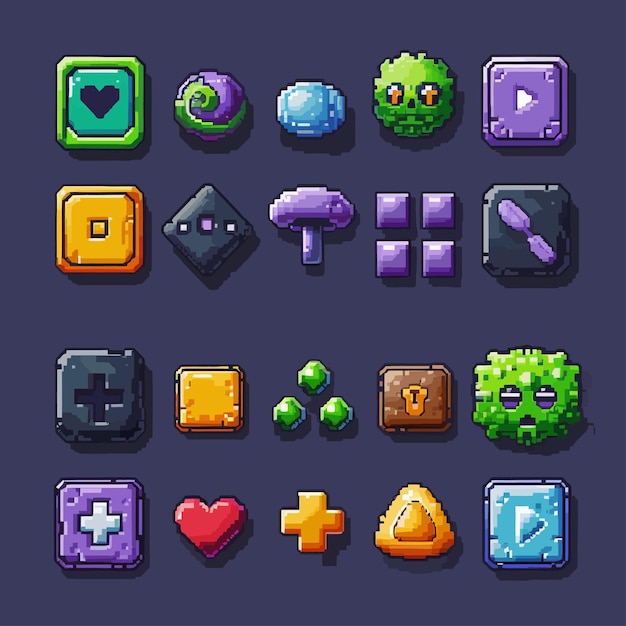 Vibrant Pixel Art Game Icons: A Diverse Collection | Jiffy Designs