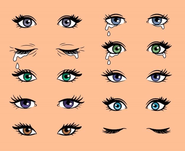 Vibrant Collection of Expressive Eyes with Diverse Emotions | Jiffy Designs