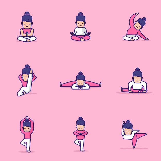 Colorful Yoga Poses: Graceful Figures in Peaceful Meditation | Jiffy ...