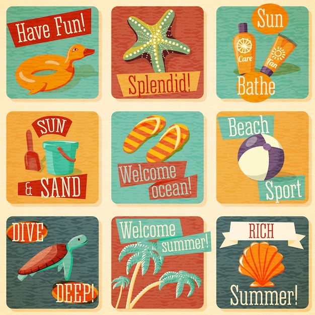 Vibrant Beach-Themed Vintage Graphic Collection | Jiffy Designs