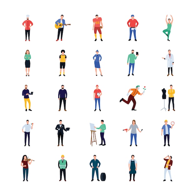 Diverse Collection of Illustrated People in Various Poses and Outfits ...