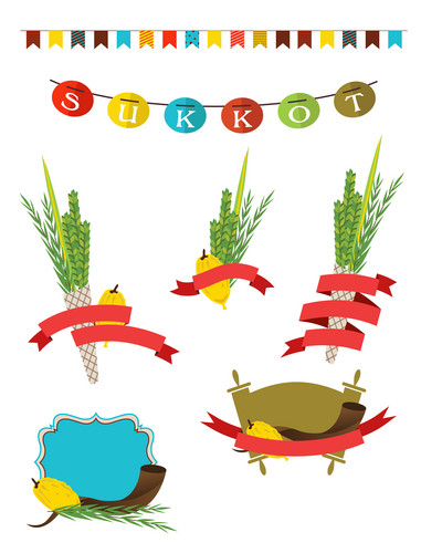 Sukkot Collection - Four Symbols Of Jewish Holiday Sukkot With Sukkah ...